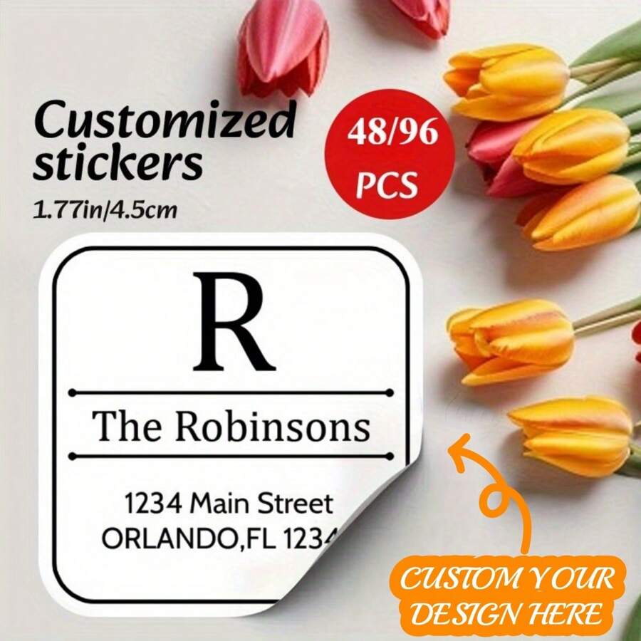 Custom 48/96pcs Address Labels And Stickers, Personalized Family Name ...