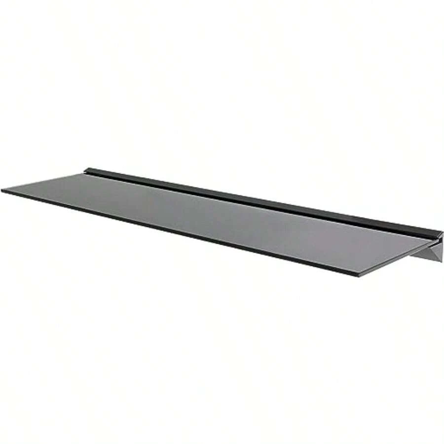 Black Glass Floating Shelf Extra Long 120cm Wide Wall Mounted Shelf ...