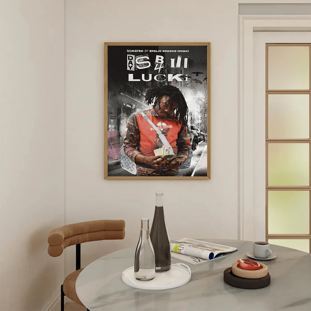1ชิ้น ศิลปะผนัง Hip-Hop Rapper-LUCKI-DAYS B4, การตกแต่งอัลบั้มเพลงที่มี ...