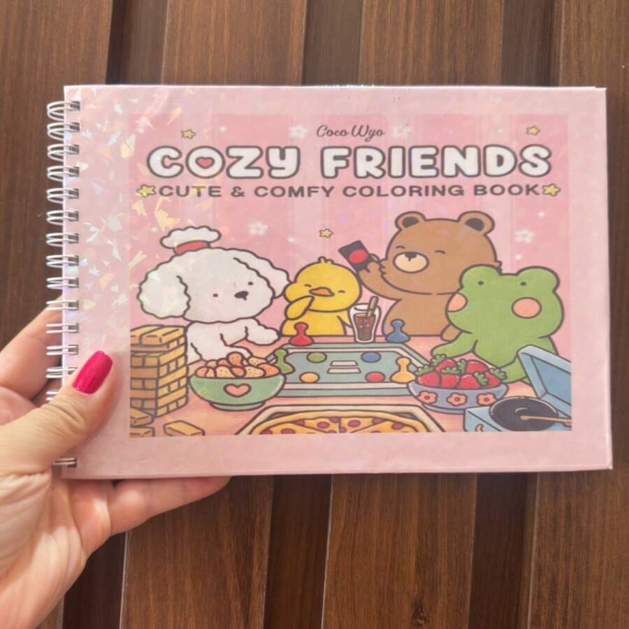 COZY FRIEND S PINK HOLOGRAPHIC HARDCOVER COLORING BOOK WITH 50 PAGES ...