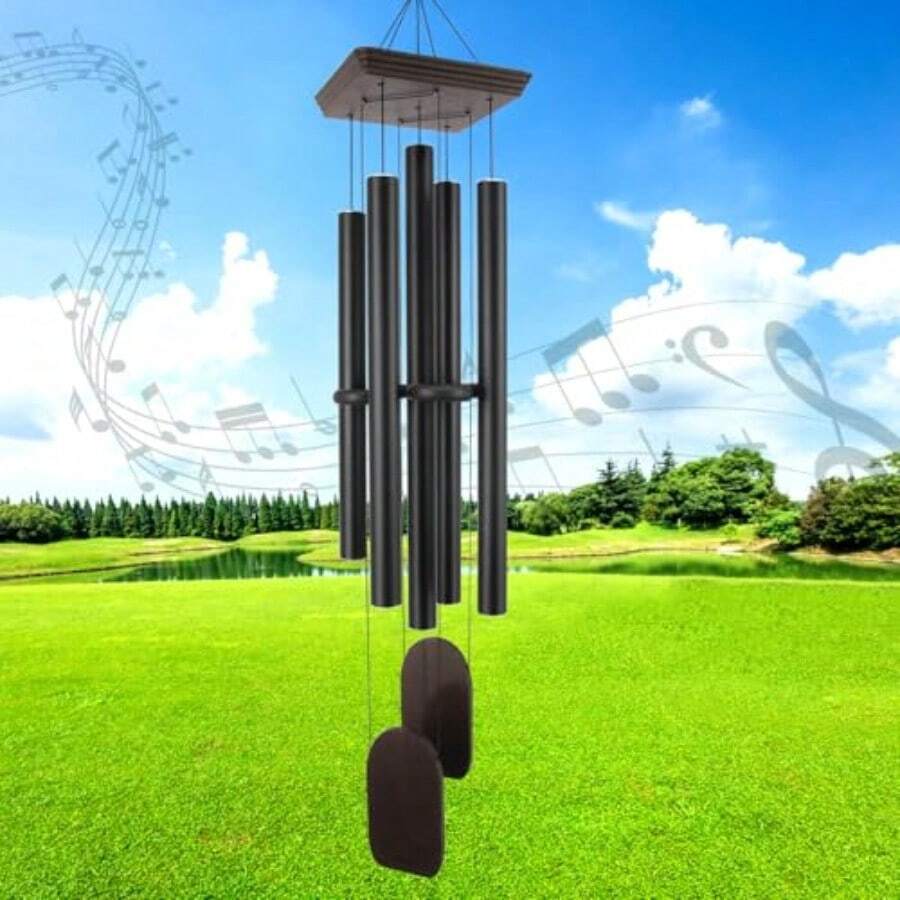 48 Inch Large Outdoor Wind Chimes With 5 Heavy Aluminum Tubes Tuned ...
