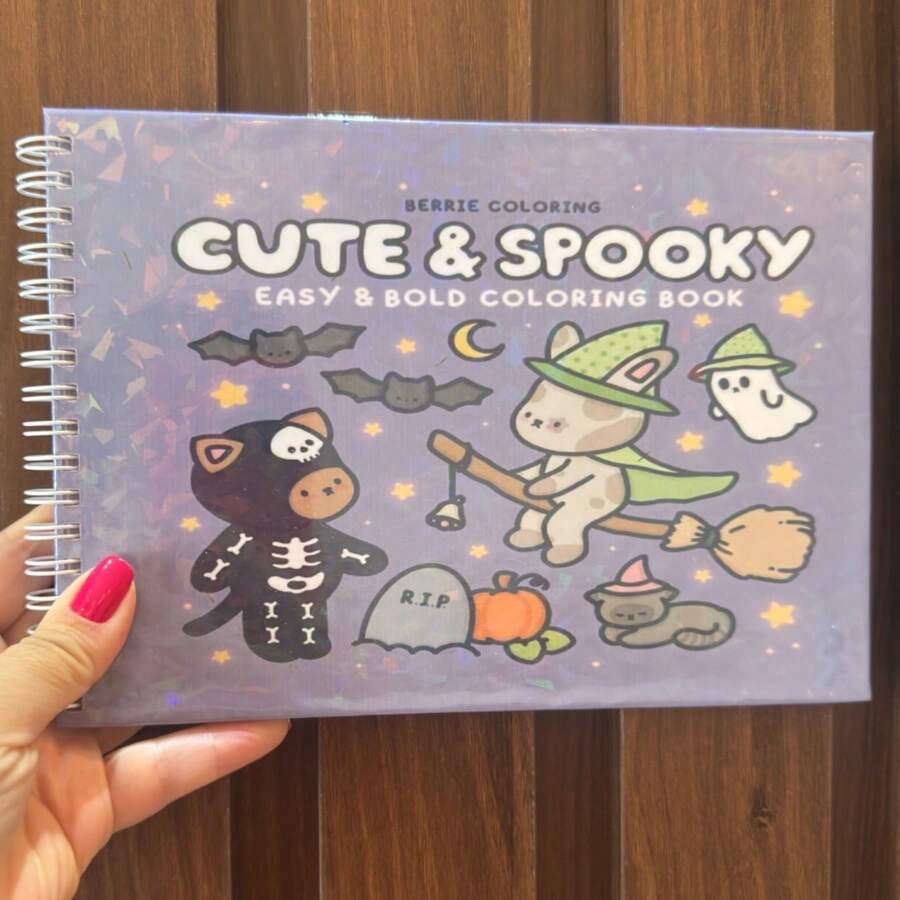 CUTE & SPOOKY HOLOGRAPHIC HARDCOVER COLORING BOOK WITH 50 PAGES, WITH ...