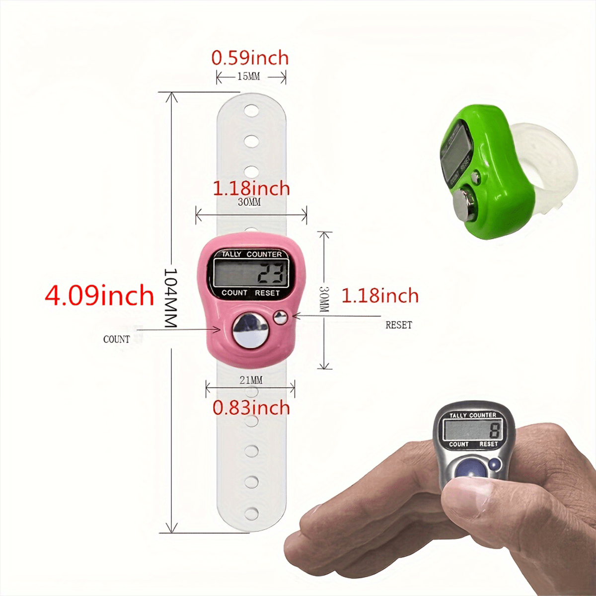 Compact Ring Finger Counter - Portable, Manual Mini Electronic Counter ...