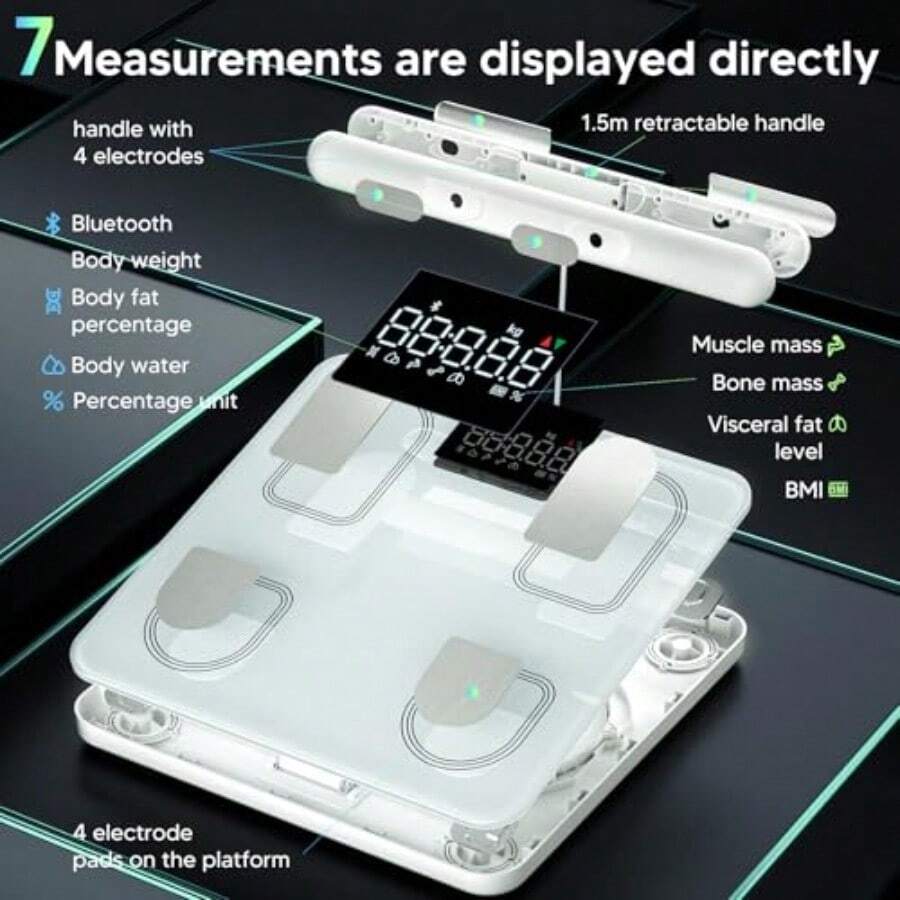 Batoom Scale Arboleaf Bluetooth Smart Digital Weighing Scales 8 Electrode 26 Body Composition ...
