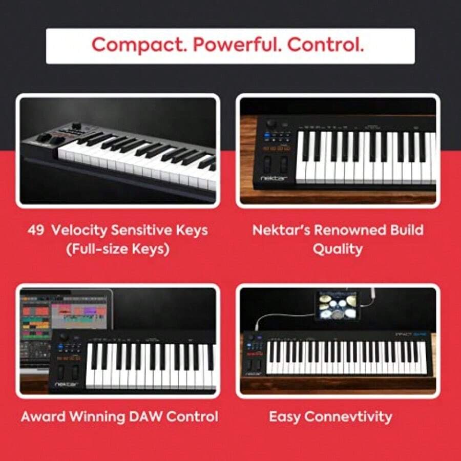 USB MIDI Controller Keyboard 49-Key With DAW Integration Nektar Impact ...