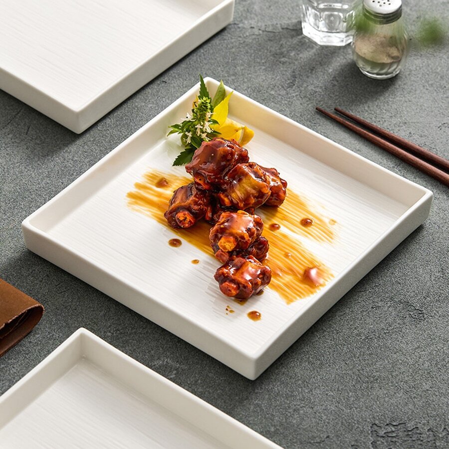 Square Ceramic Plate Restaurant Light Luxury Dish Plate High-End ...
