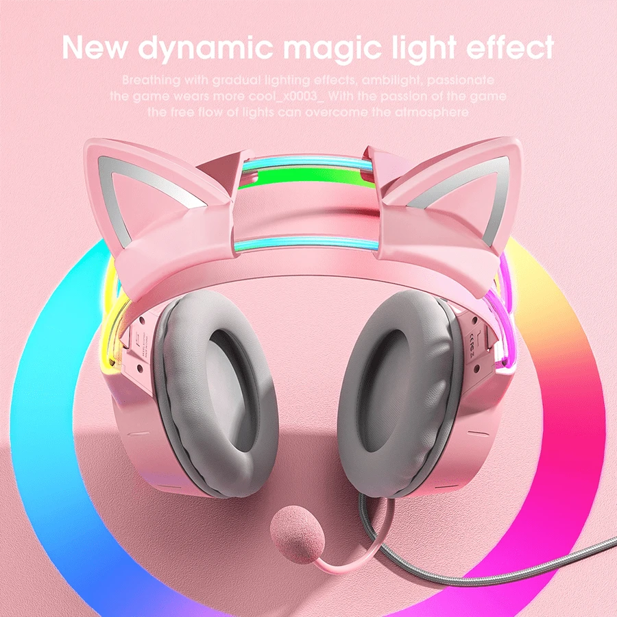 ONIKUMA X15pro Headset gamer com fio com design de orelha de gato ...