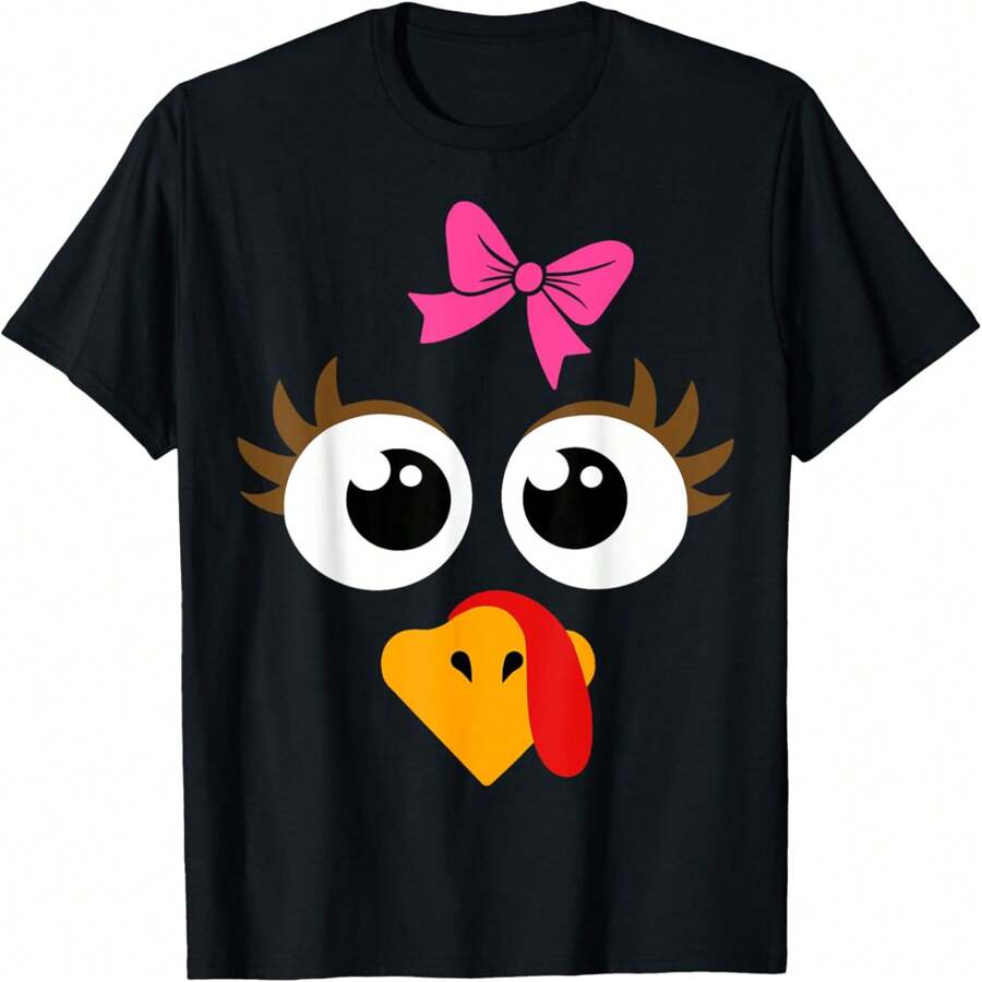 Cute Thanksgiving Turkey Face Shirt Women Girls Turkey Day T-Shirt ...