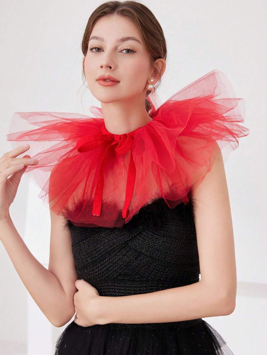 Plus Size Exaggerated Clown Ruffled Multi-Layer Mesh False Collar ...