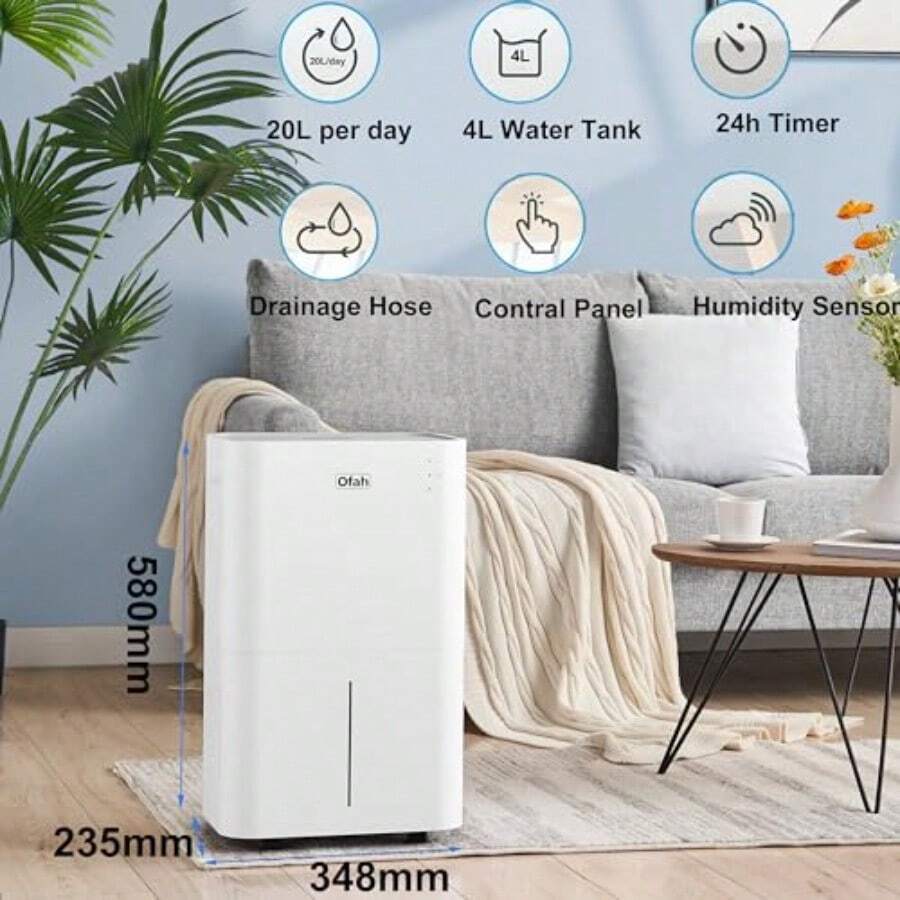 12L Day Dehumidifier With Laundry Ying Mode Auto Humidity Sensor ...