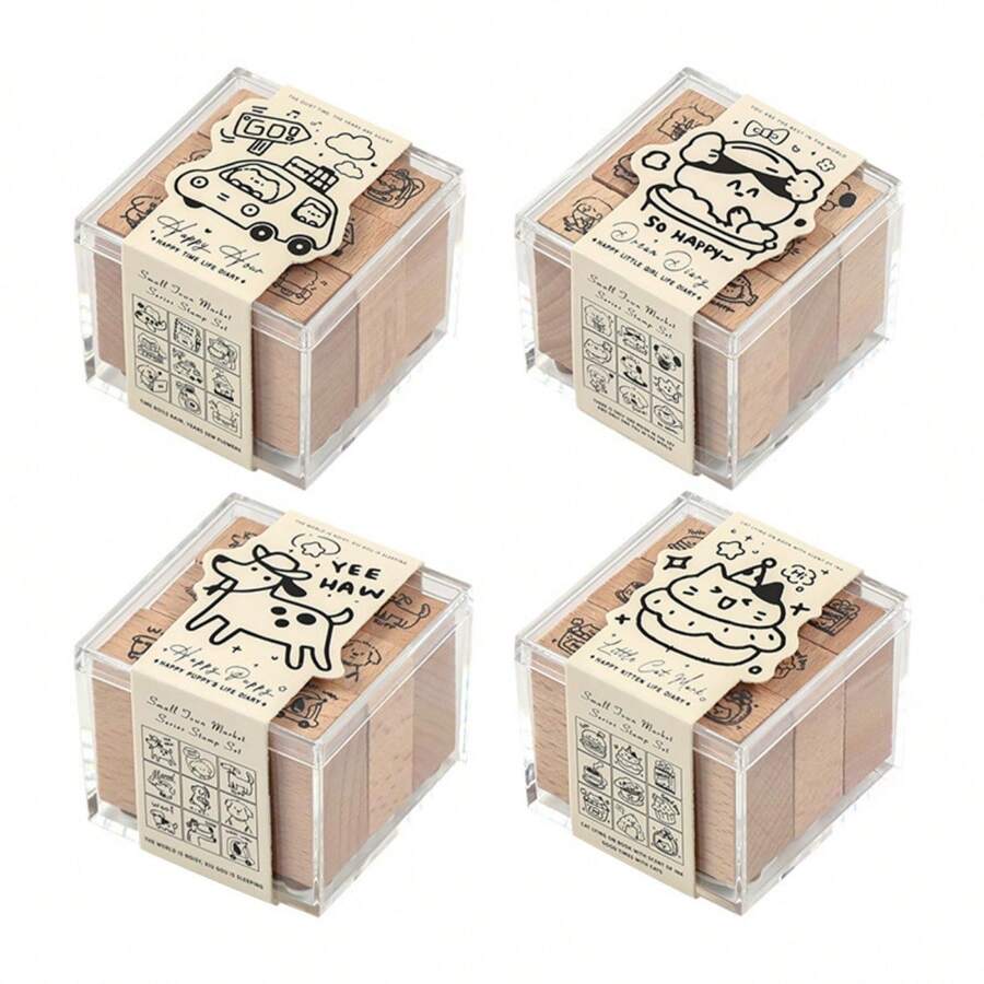 Yue Zhen Little Town Market Wooden Hand Stamps For Scrapbooking, Cute ...