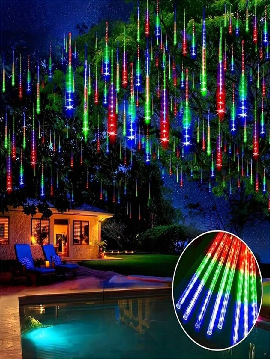 1pc 8-Tube LED Meteor Shower Lights, USB Powered, Semi Flush Mount ...