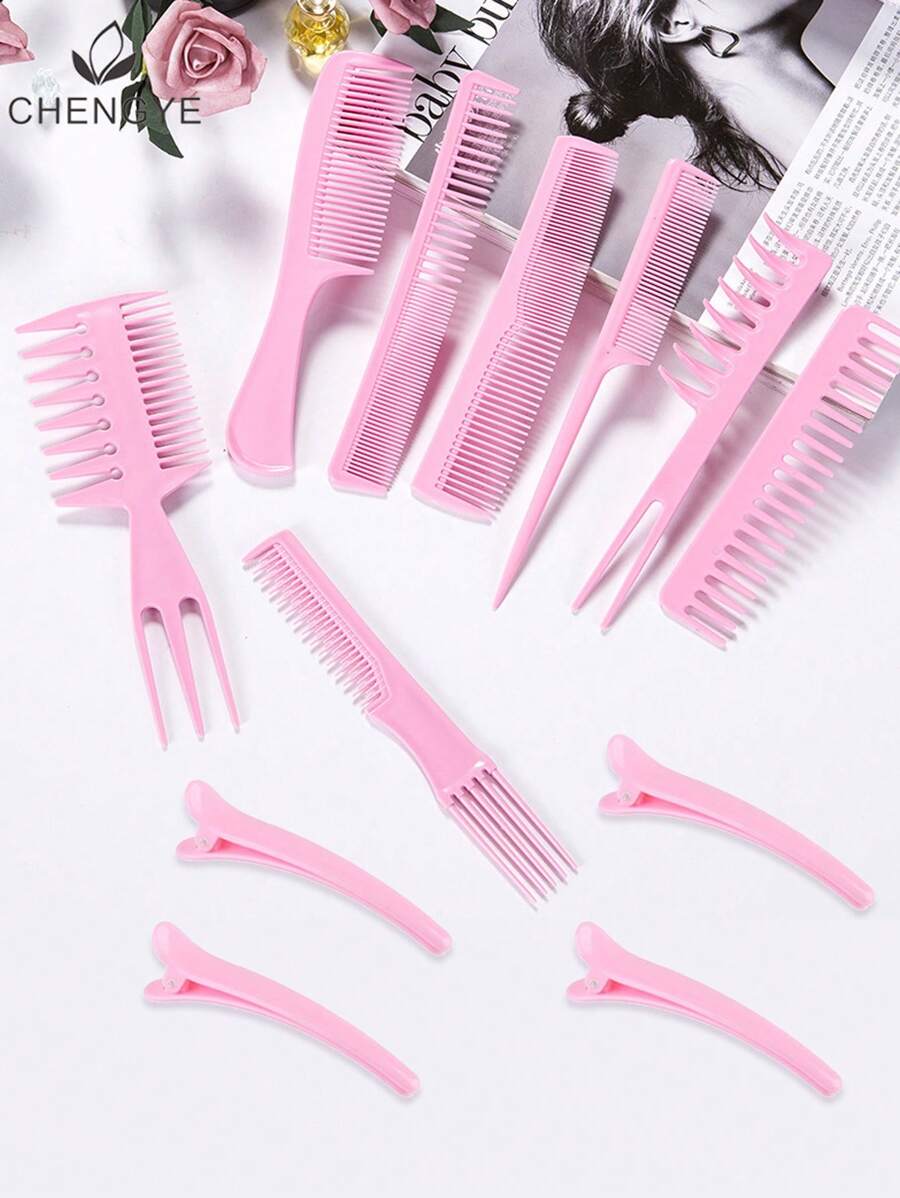 12 Pcs Multi-Function Hair Brushes & Clips Set, Including 8 Different ...