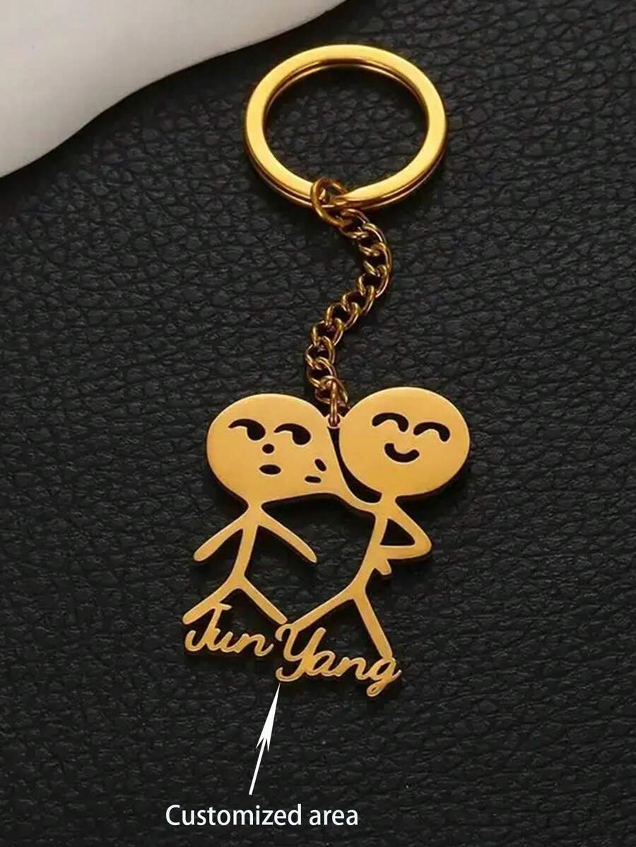 Personalized Stainless Steel Keychain - Customized Cartoon Letters And ...