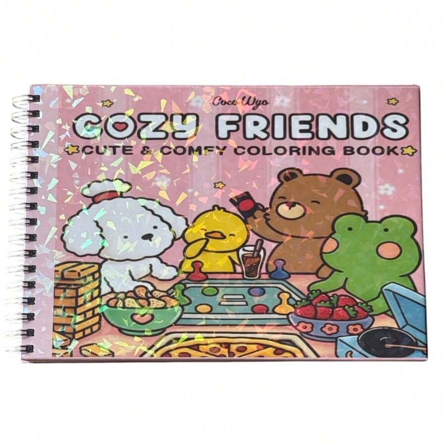 COZY FRIEND S PINK HOLOGRAPHIC HARDCOVER COLORING BOOK WITH 50 PAGES ...