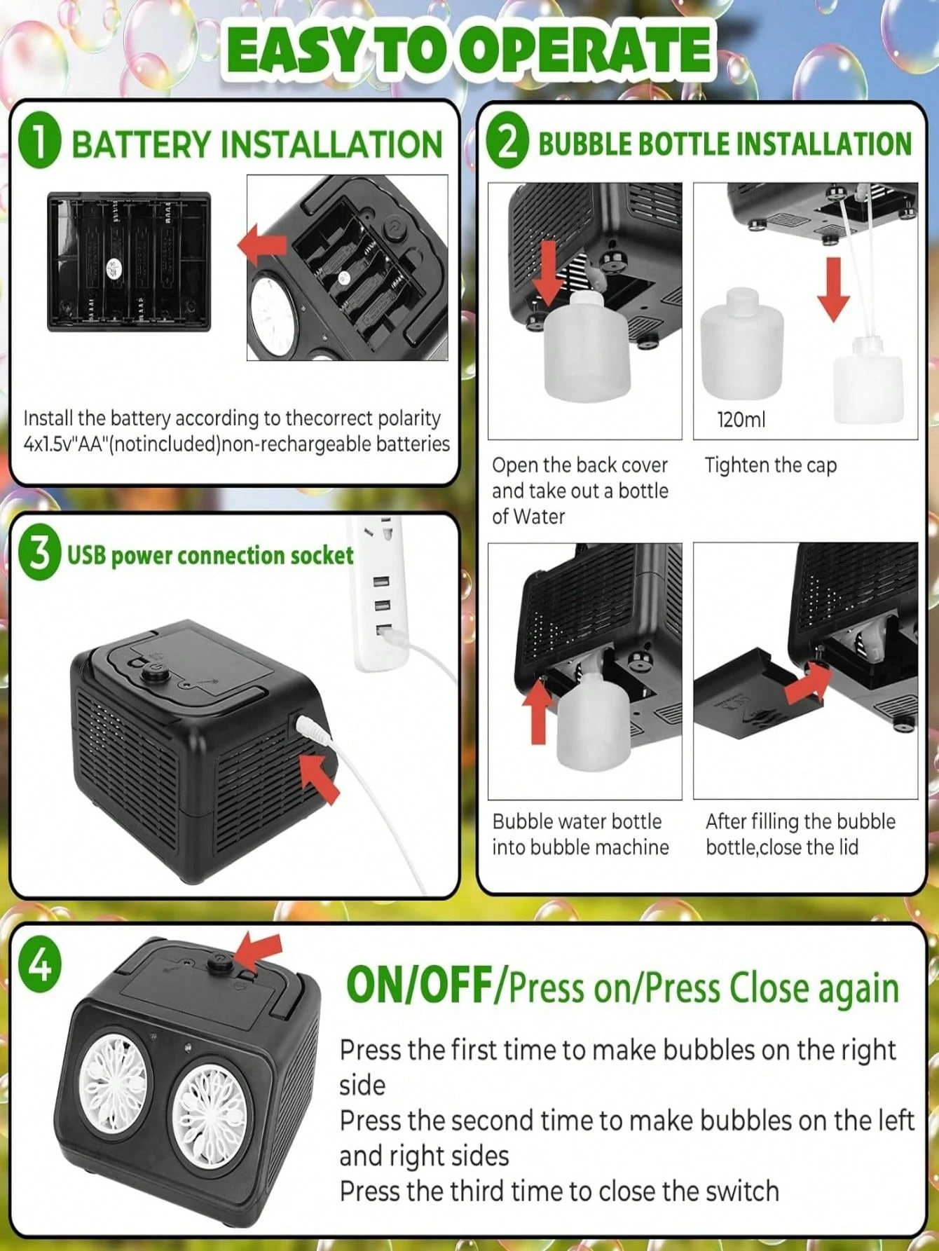 Electric Stage Bubble Machine, Portable Automatic Bubble Blower With ...