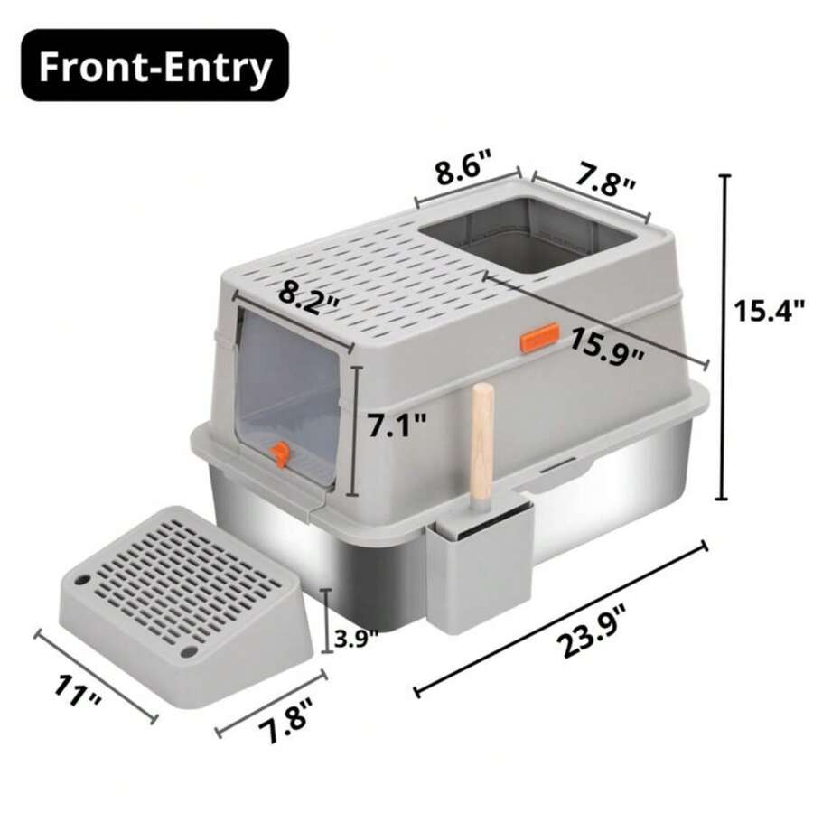 Full Enclosed XL Convertible Stainless Steel Litter Box With Leak-Proof ...