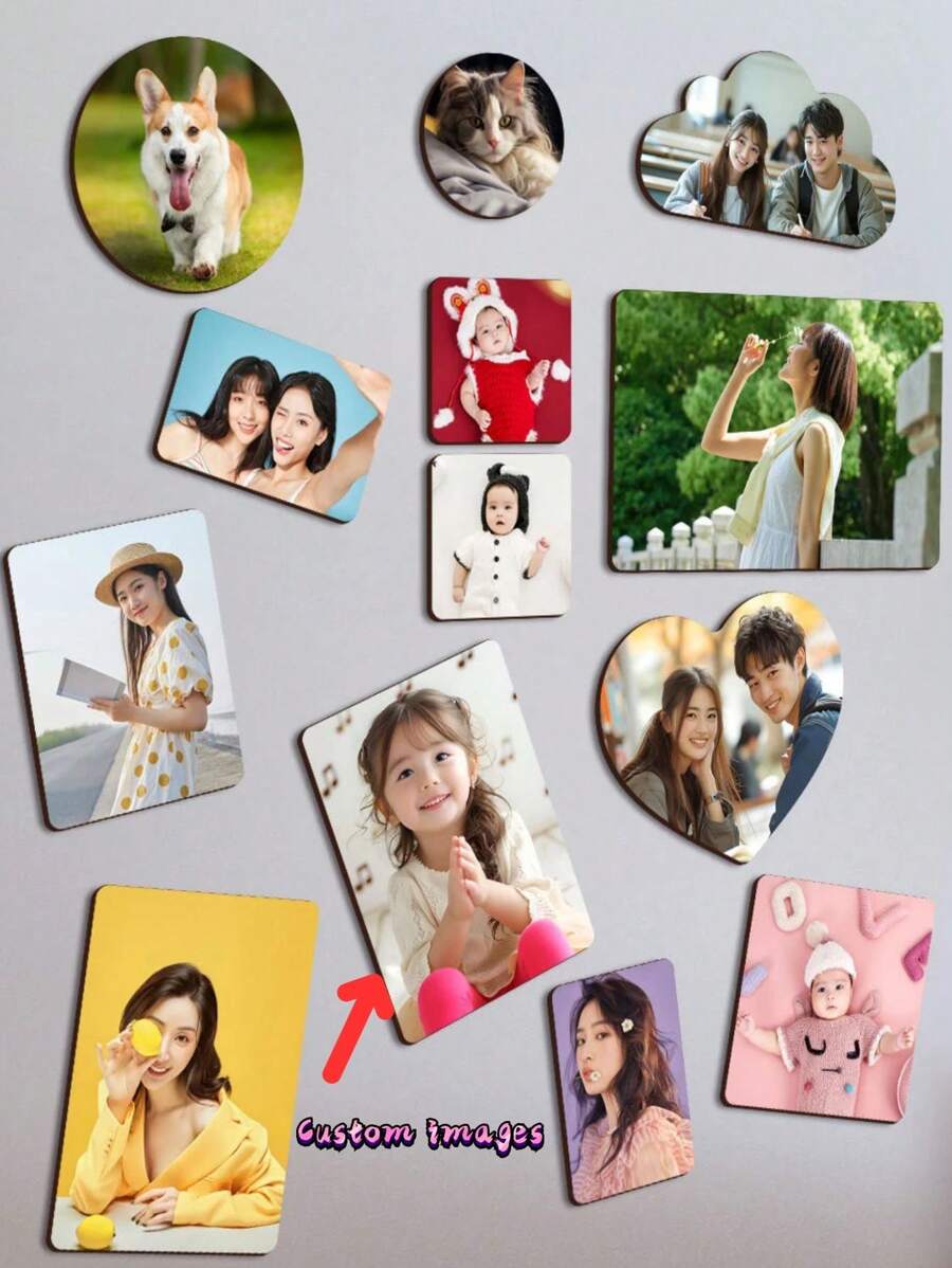 [Personnalisé] 1 pièce Sticker photo magnétique rectangulaire à ...