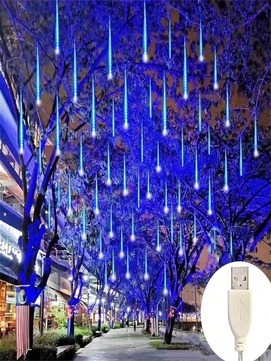 1pc 8-Tube LED Meteor Shower Lights, USB Powered, Semi Flush Mount ...