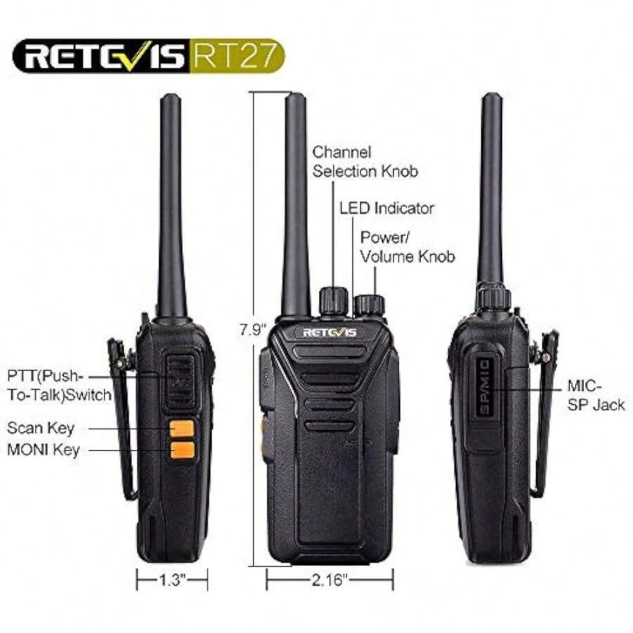 Retevis RT27 Long Range Walkie Talkies For Adults 6 Way Charger ...