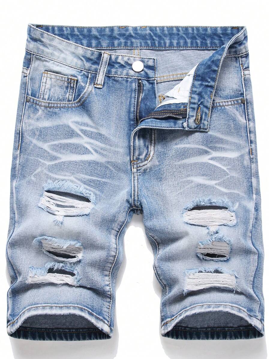 Tween Boys' Metallic Blue Cat Whisker Distressed Slim Straight Denim ...