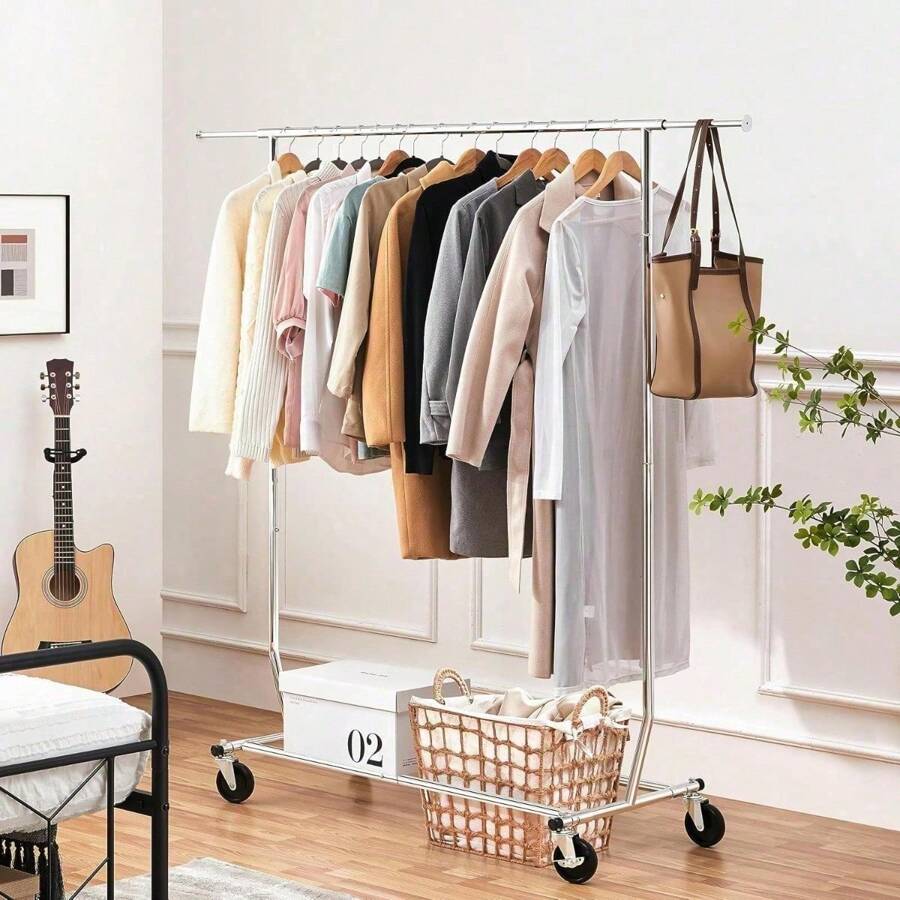Commercial Clothing Garment Rack, Single Rail Clothes Hanger ...
