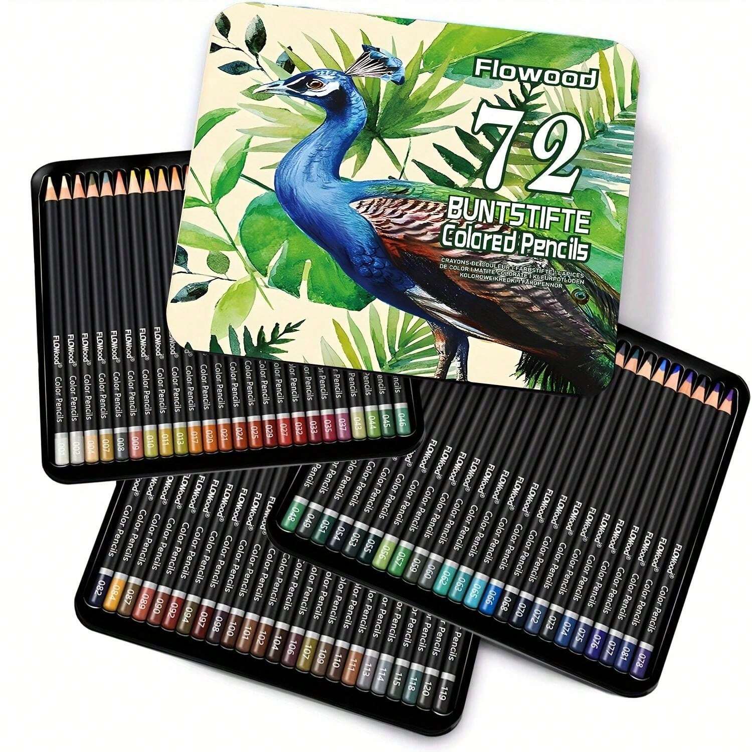 72 Oil Colored Pencils Set - Numbered Coloring Pencils In Metal Case ...