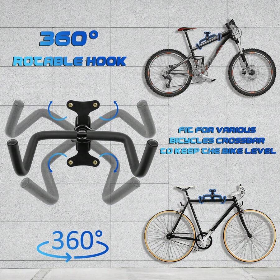 Froadp Bike Wall Mount 26-38cm Retractable Bike Holder Wall Mount Hook ...