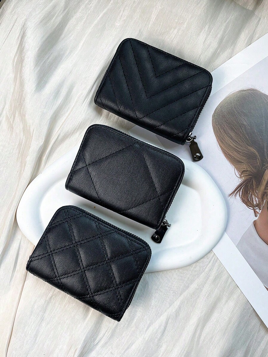 New 2025 Niche Design Black Series Rhombus Pattern Small Wallet Pouch ...