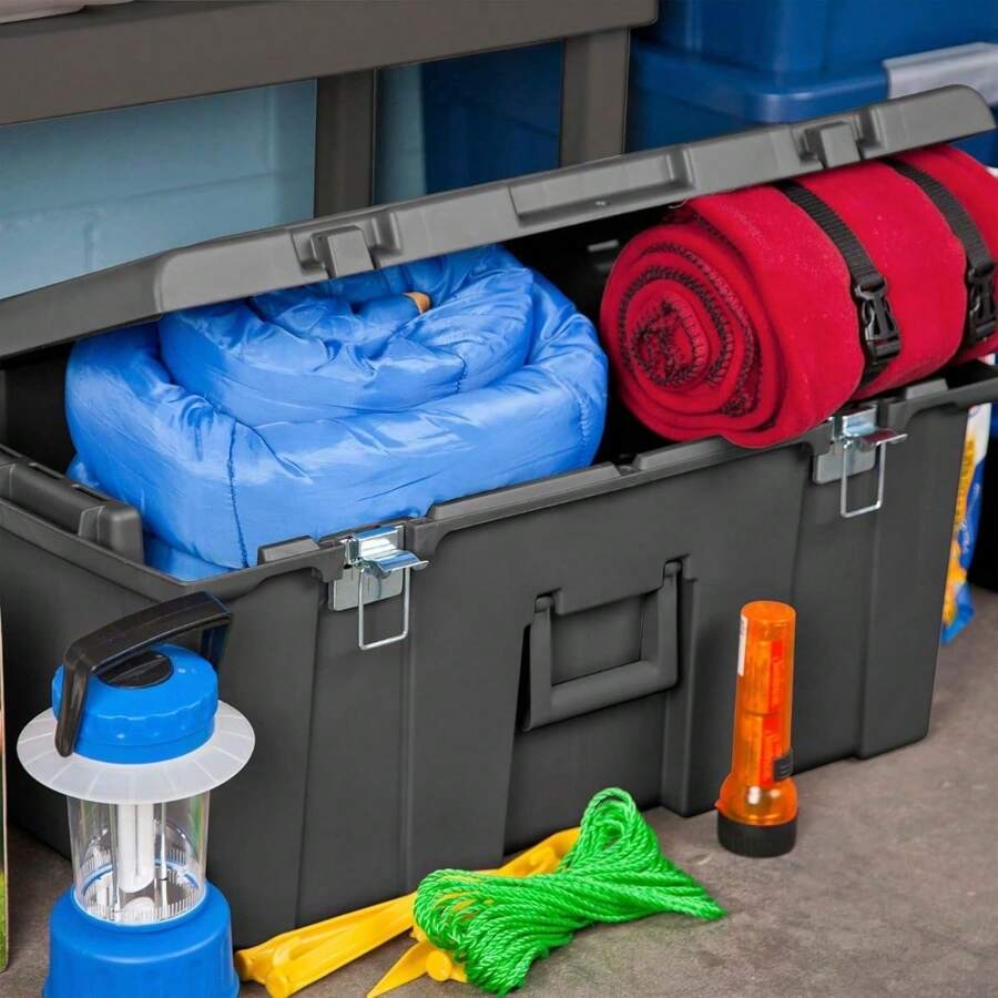 Heavy Duty 16 Gallon Portable Large Plastic Footlocker Storage ...