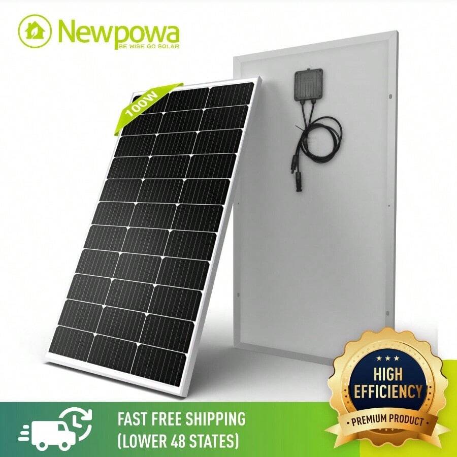 Newpowa 100W Watt Solar Panel 12V Monocrystalline Off Grid RV Marine Boat | SHEIN USA