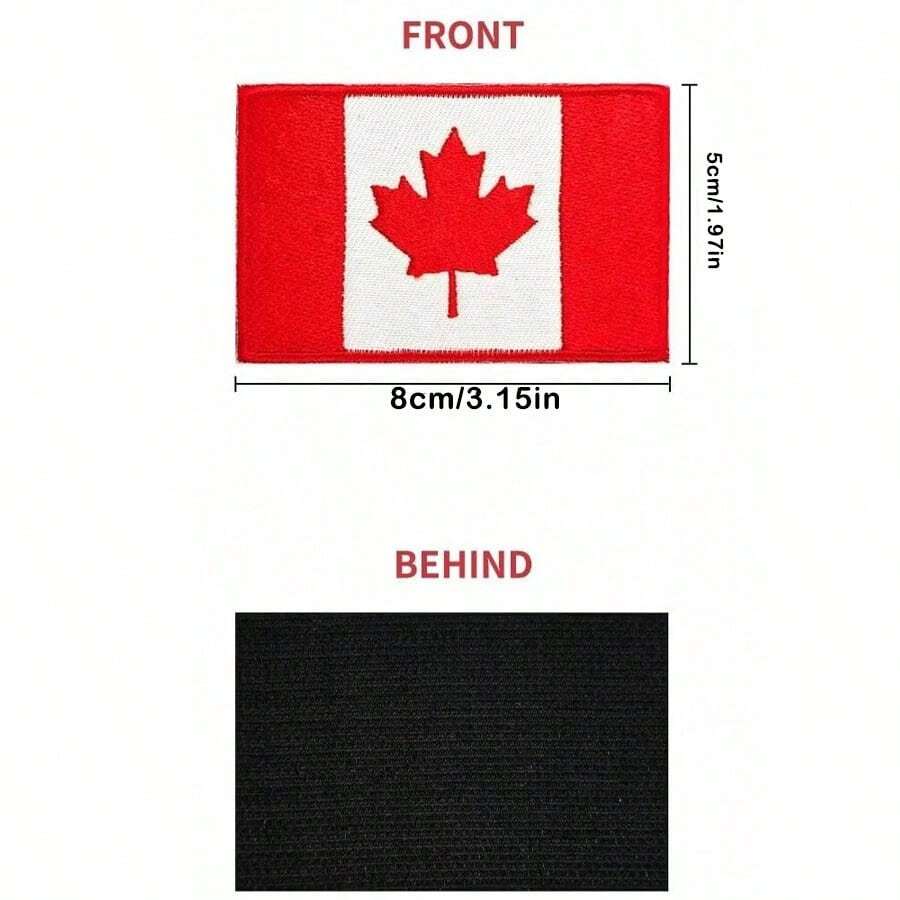 6 PCS Canadian Flag Patches Hook Loop Embroidered Sew On Hats Clothes Jeans, Tactical Military ...