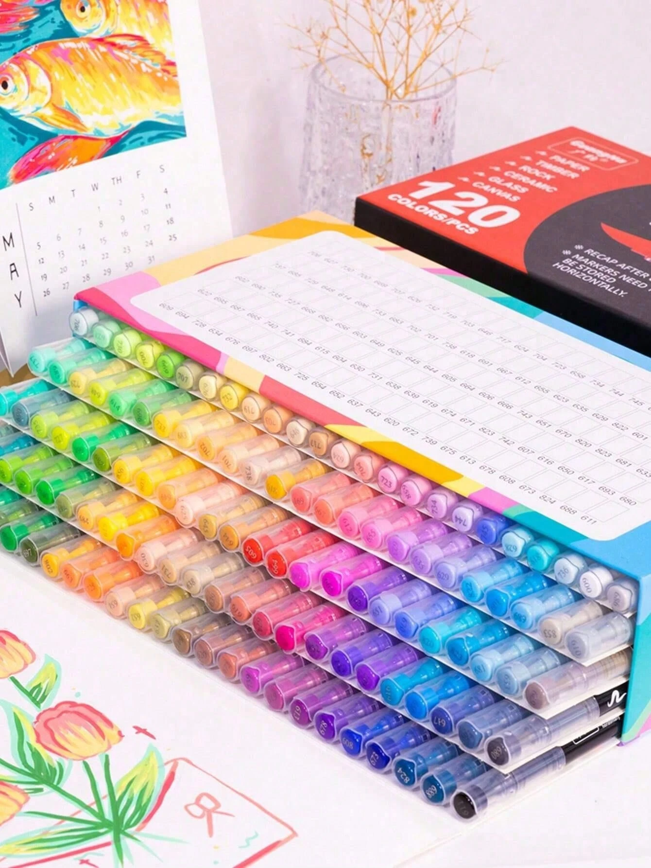 168/120/72/60/36/24/12 Color Direct Liquid Acrylic Marker Pens ...
