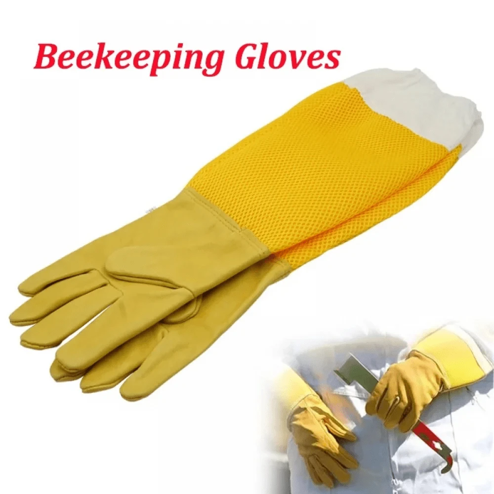 1 Pair Beekeeper Gloves Protective Sleeves Ventilated Beekeeping Tools ...