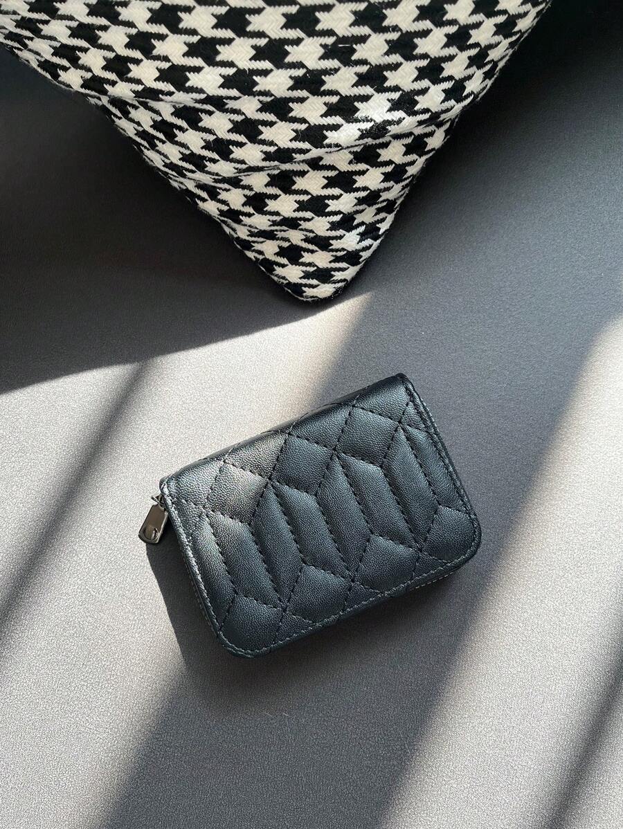 New 2025 Niche Design Black Series Rhombus Pattern Small Wallet Pouch ...