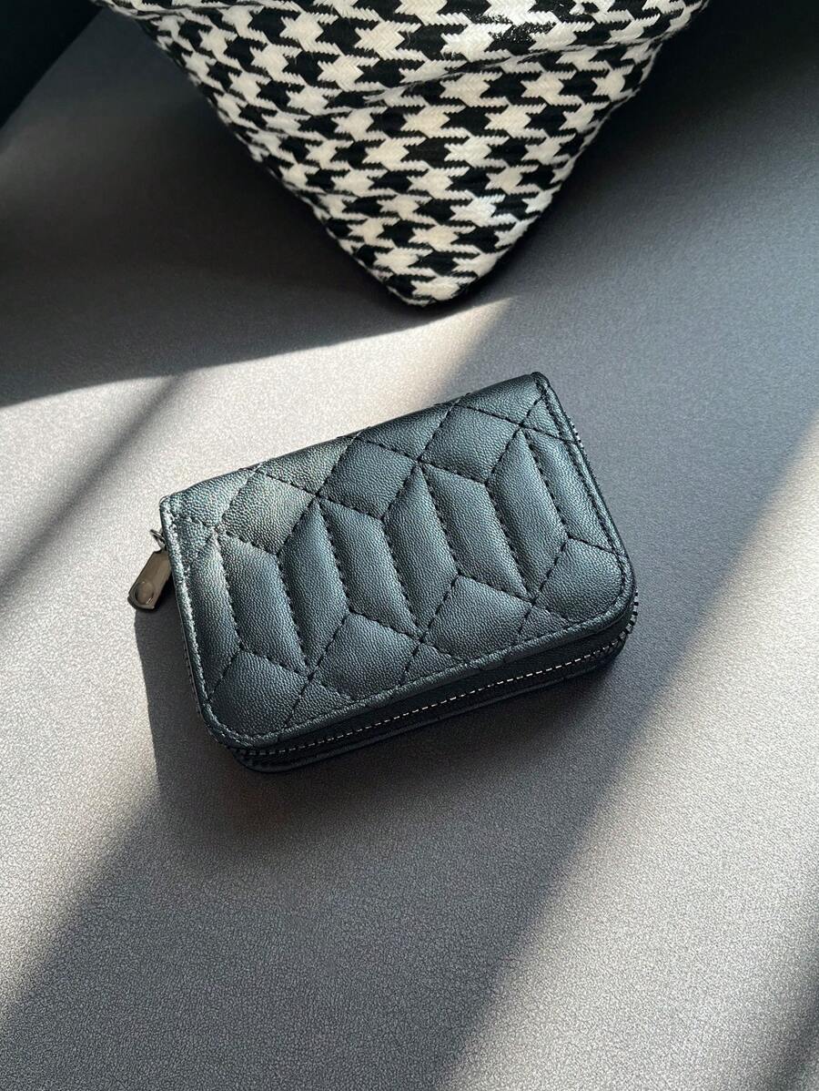 New 2025 Niche Design Black Series Rhombus Pattern Small Wallet Pouch ...
