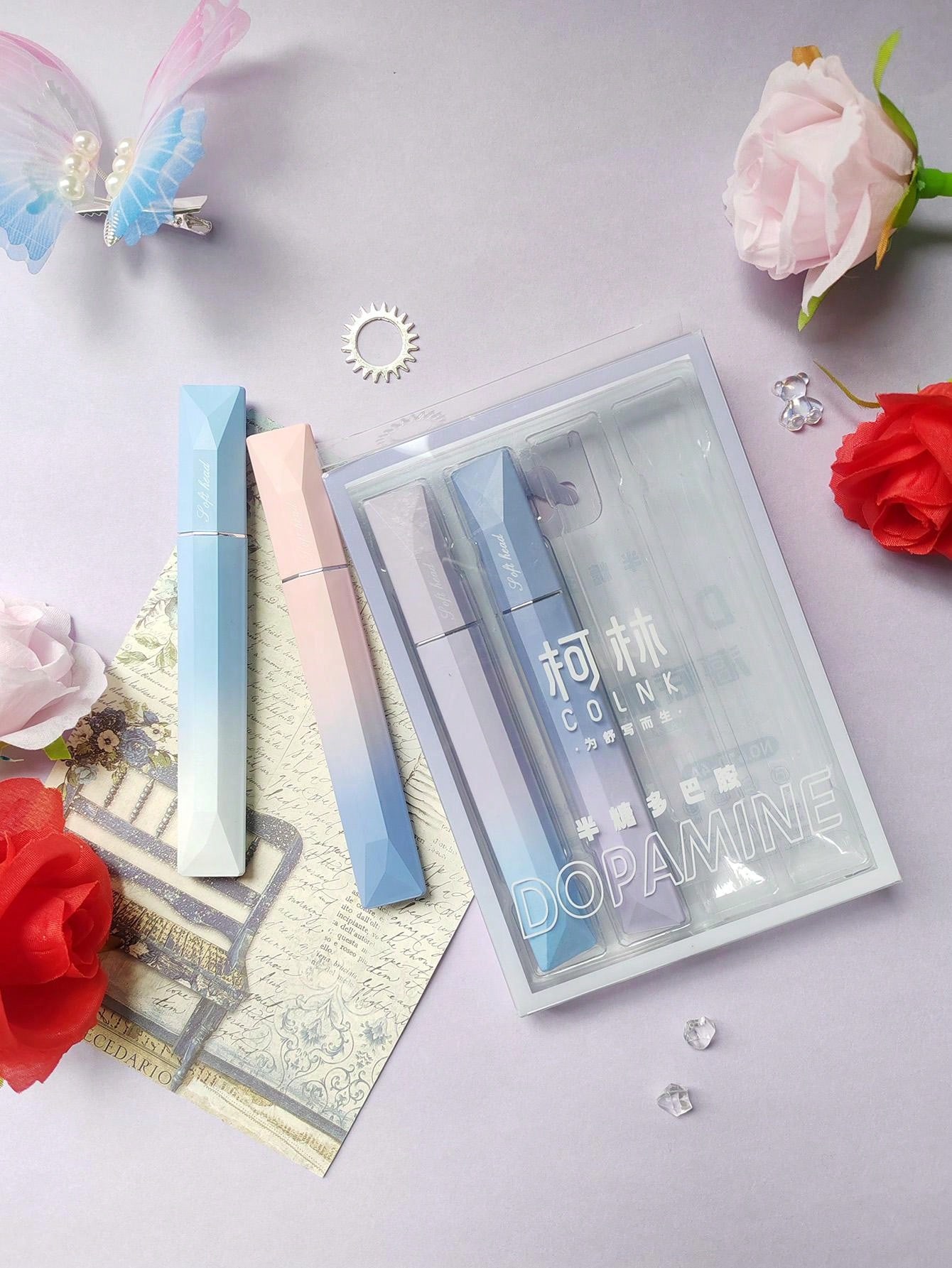 4Pcs/Box Prism Gradient Color Colored Fluorescent Marker Pen Highlight ...