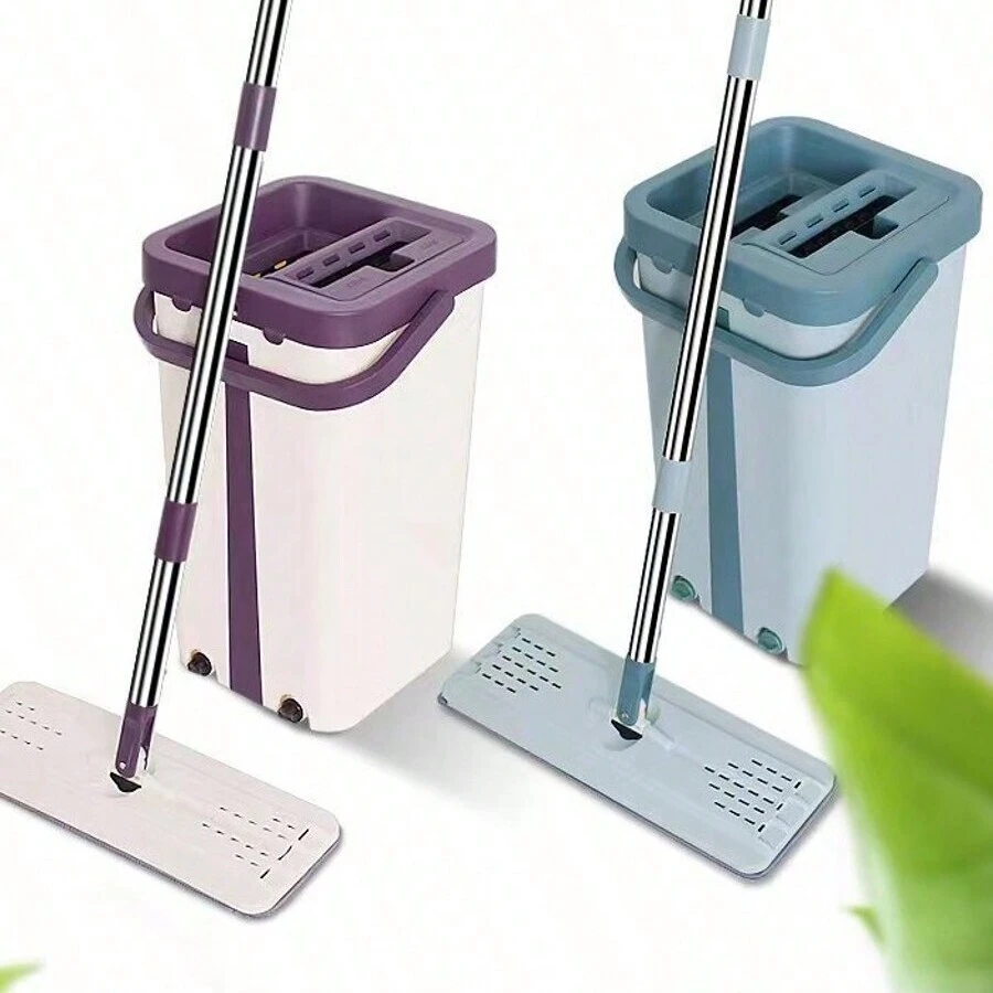 A Set Of Flat Mop, Scratch-Off Hands-Free Flat Mop Bucket, Lazy Mop ...
