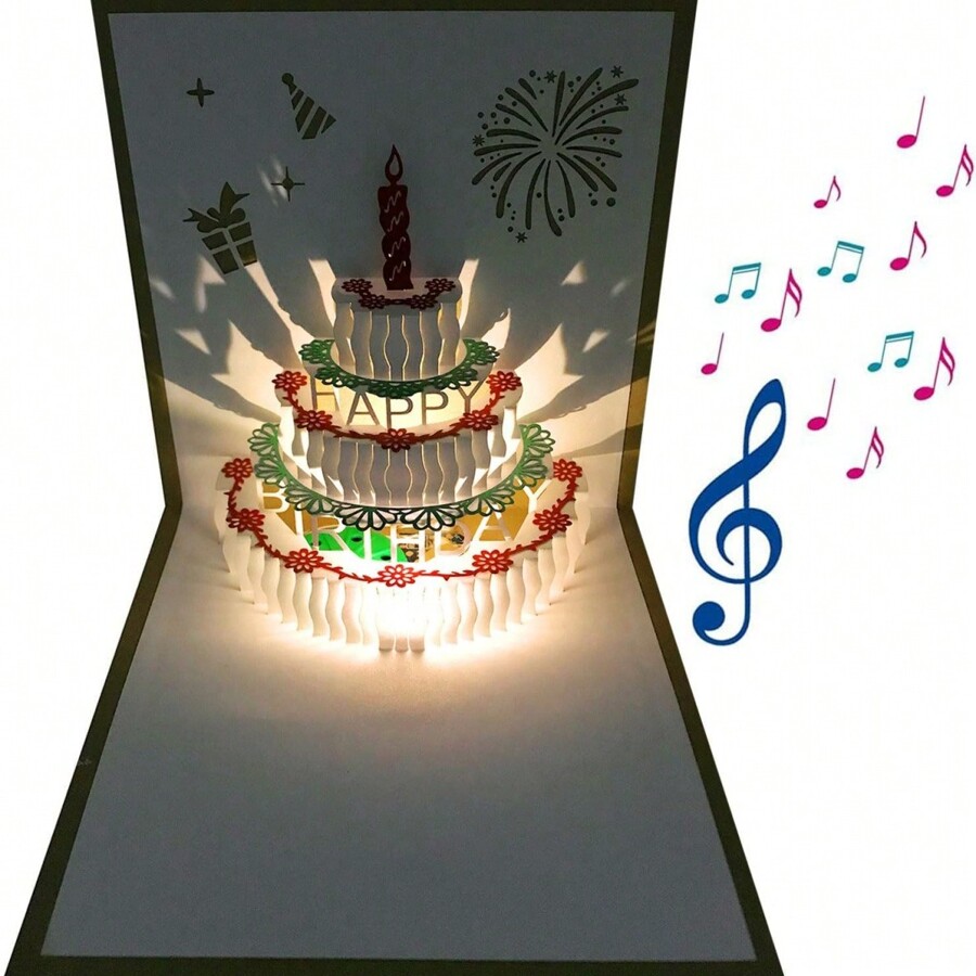 3D Pop-Up Birthday Cards, Warm Color LED Lights (Excluding Batteries ...
