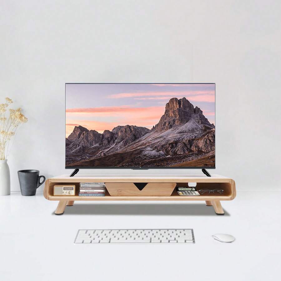 TFCFL 24*7.9*4.5in Bamboo Monitor Stand Riser, No Assembly Required ...