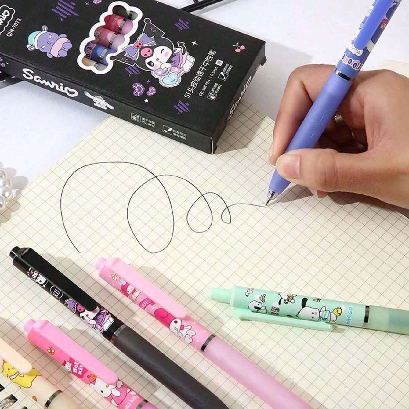 12piece Set, Sanrio Black Neutral Pen - Perfect For Office, School, And ...