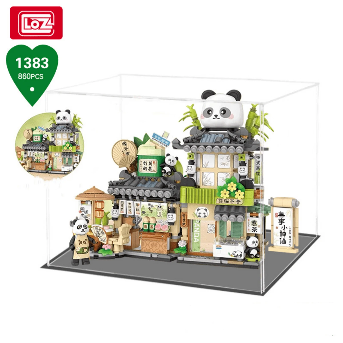 Mini Building Block Panda Tea House, Small Particle Building Block ...