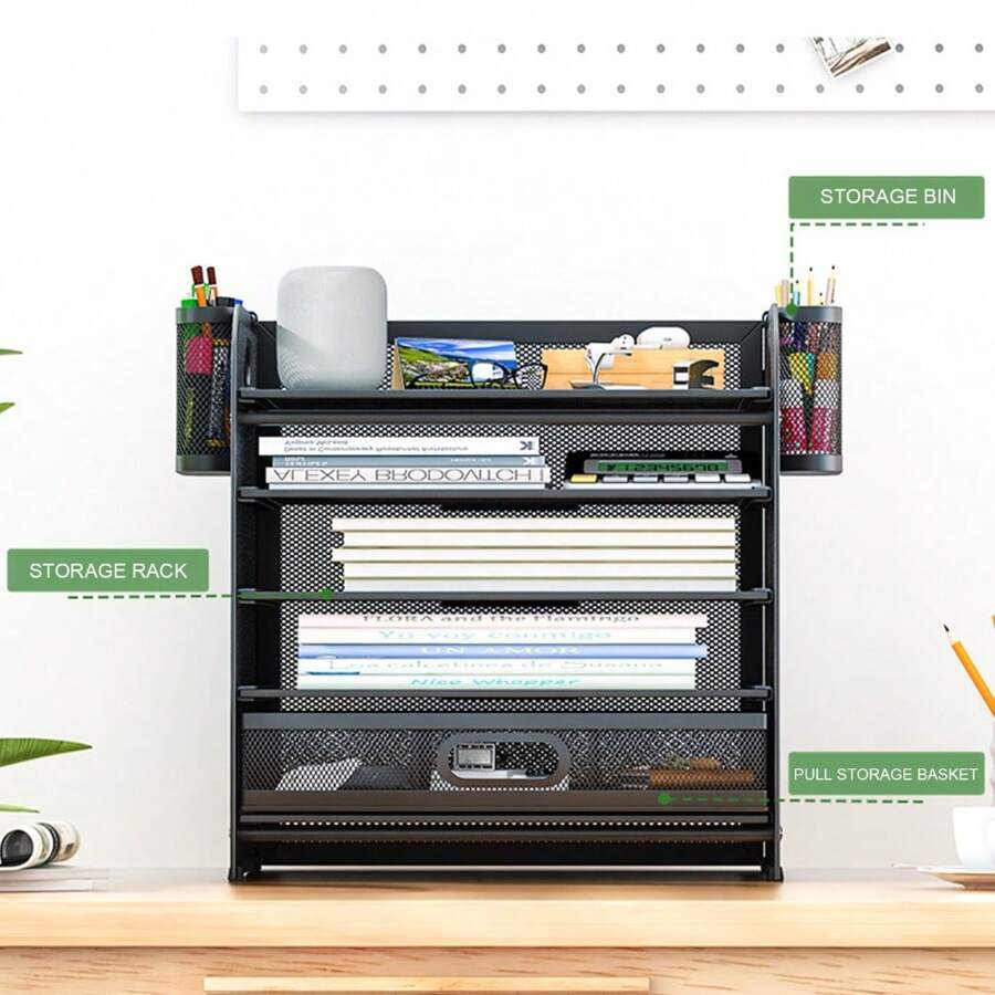 Multifunction File Letter Tray Organizers With Sliding Drawer And 2 Pen ...