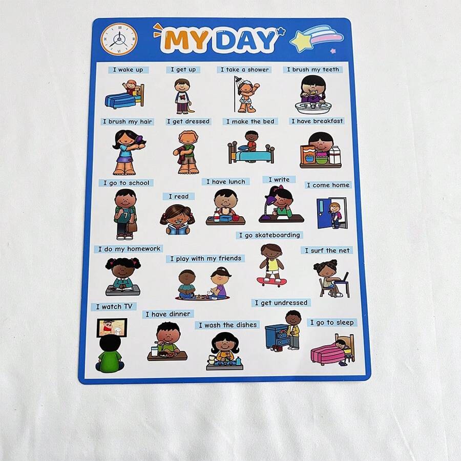 Lachilly A4 English My Day Daily Routines Poster Children English ...
