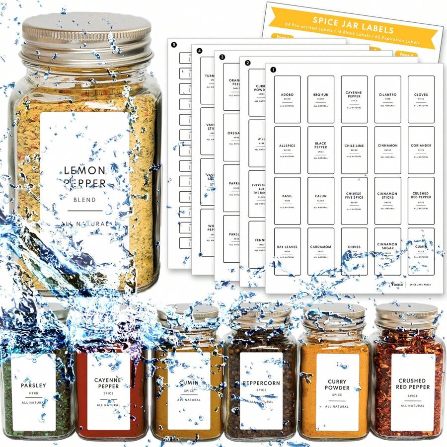 VUDECO Spice Labels 145PCS Spice Jar Labels In Total Pantry Labels For ...