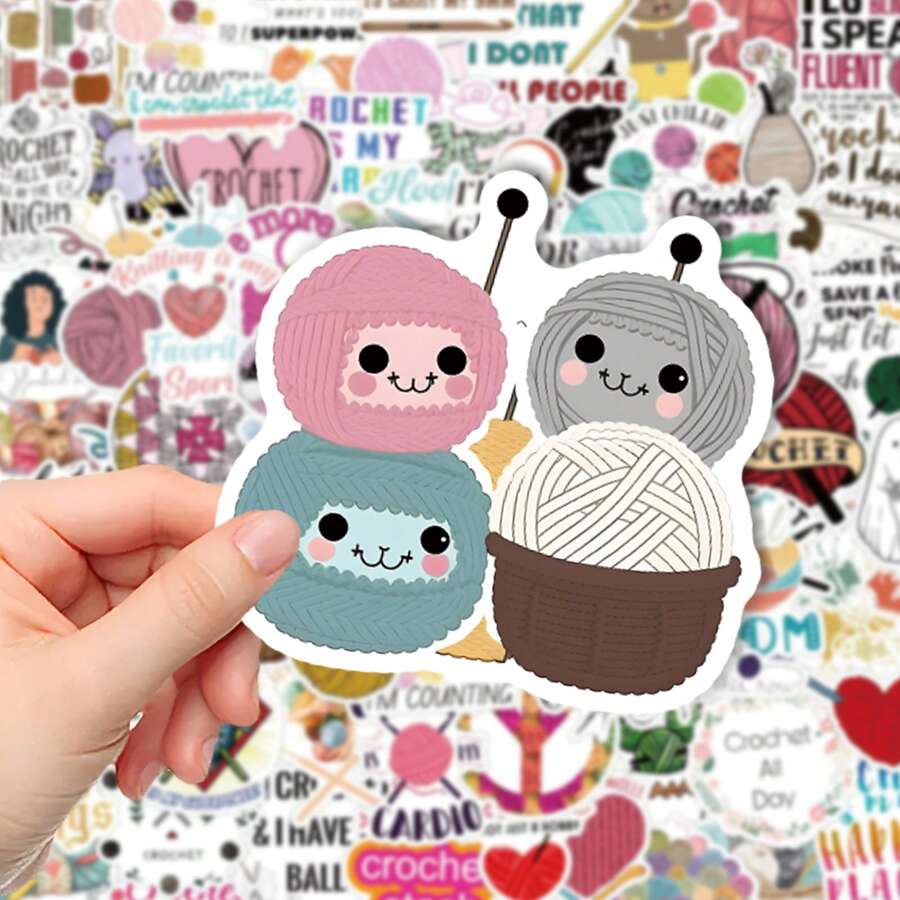 100pcs Crochet Needle Stickers Vinyl Self-Adhesive Waterproof Deco ...