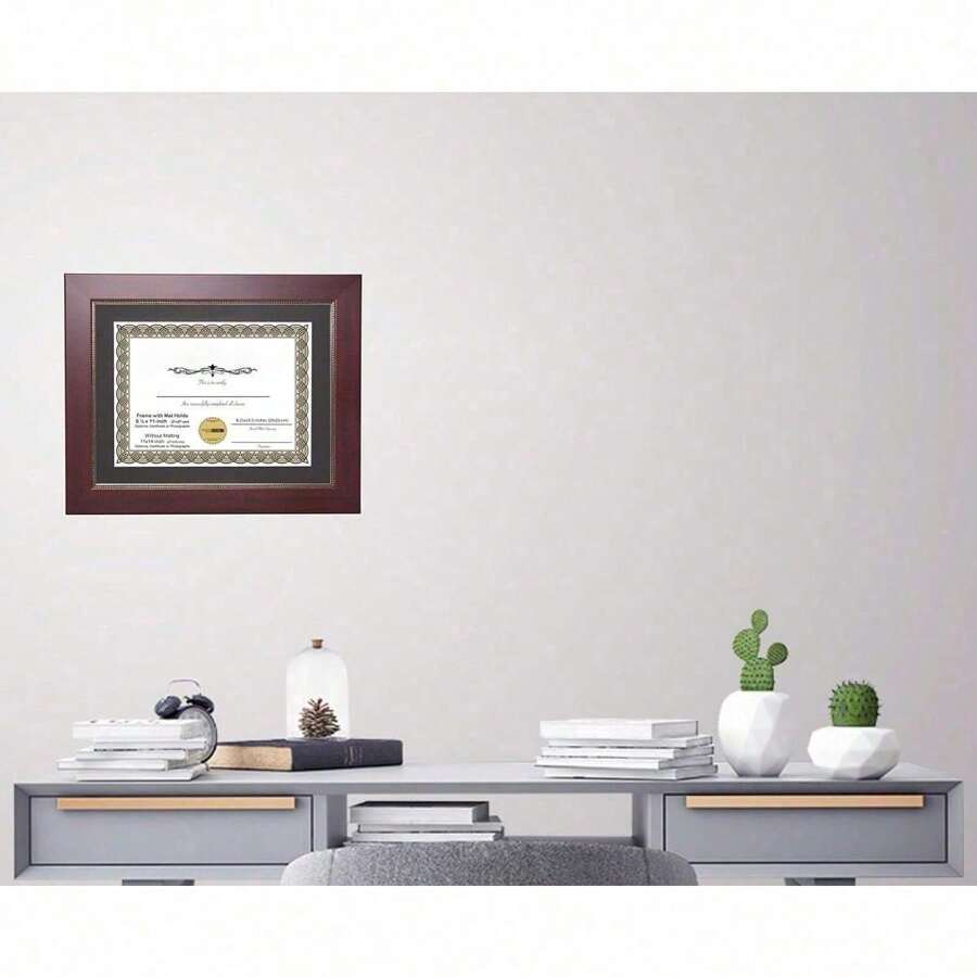 14x17 Empire Mahogany Diploma Frame With Black Mat Glass And Installed ...