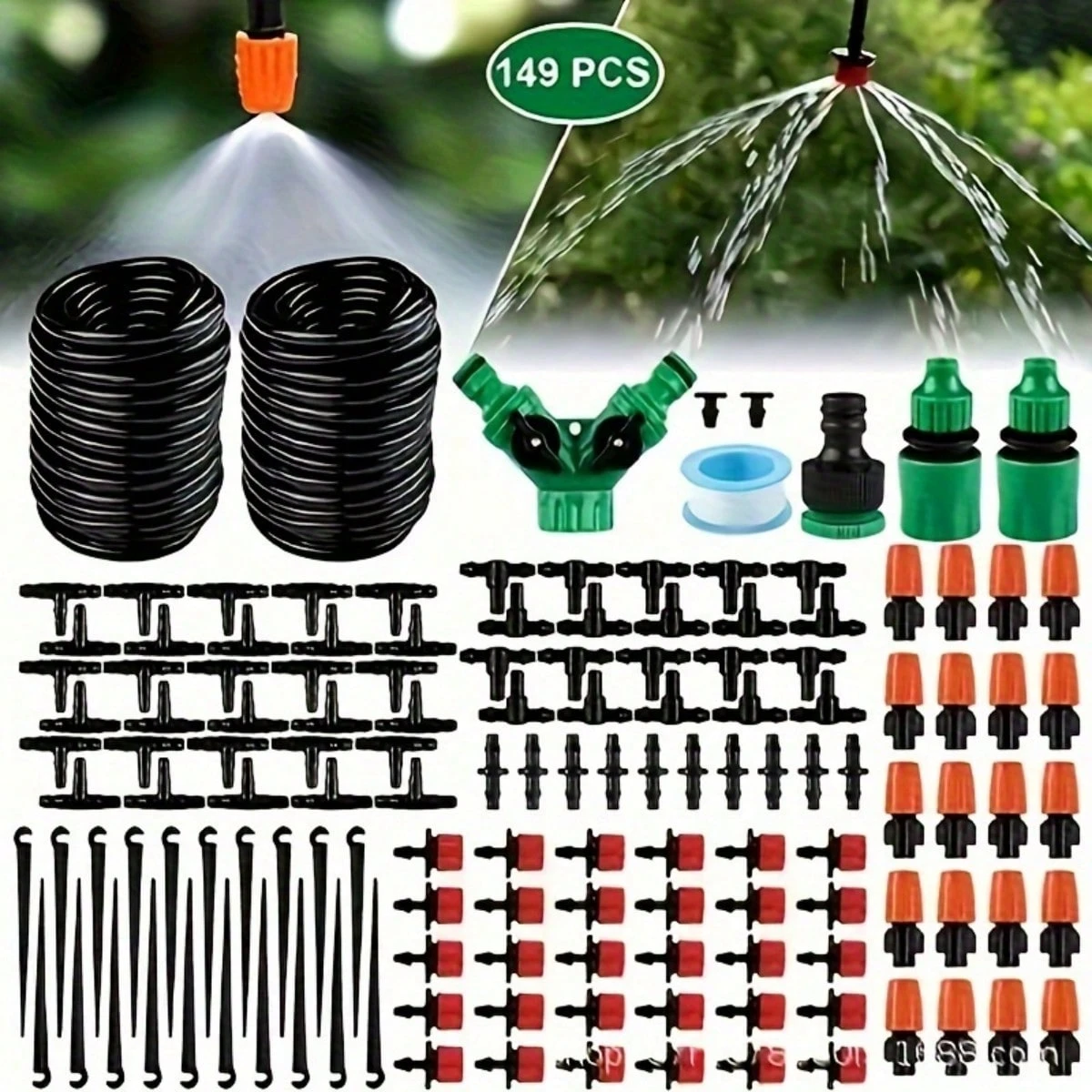 Drip Irrigation Kit With Distribution Tubing And Adjustable Sprinkler ...