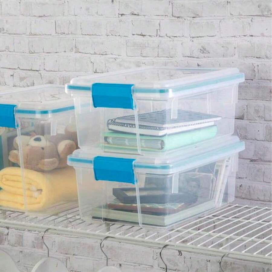 12 Qt Gasket Box, Stackable Storage Bin With Latching Lid And Tight Seal, Plastic Container To ...