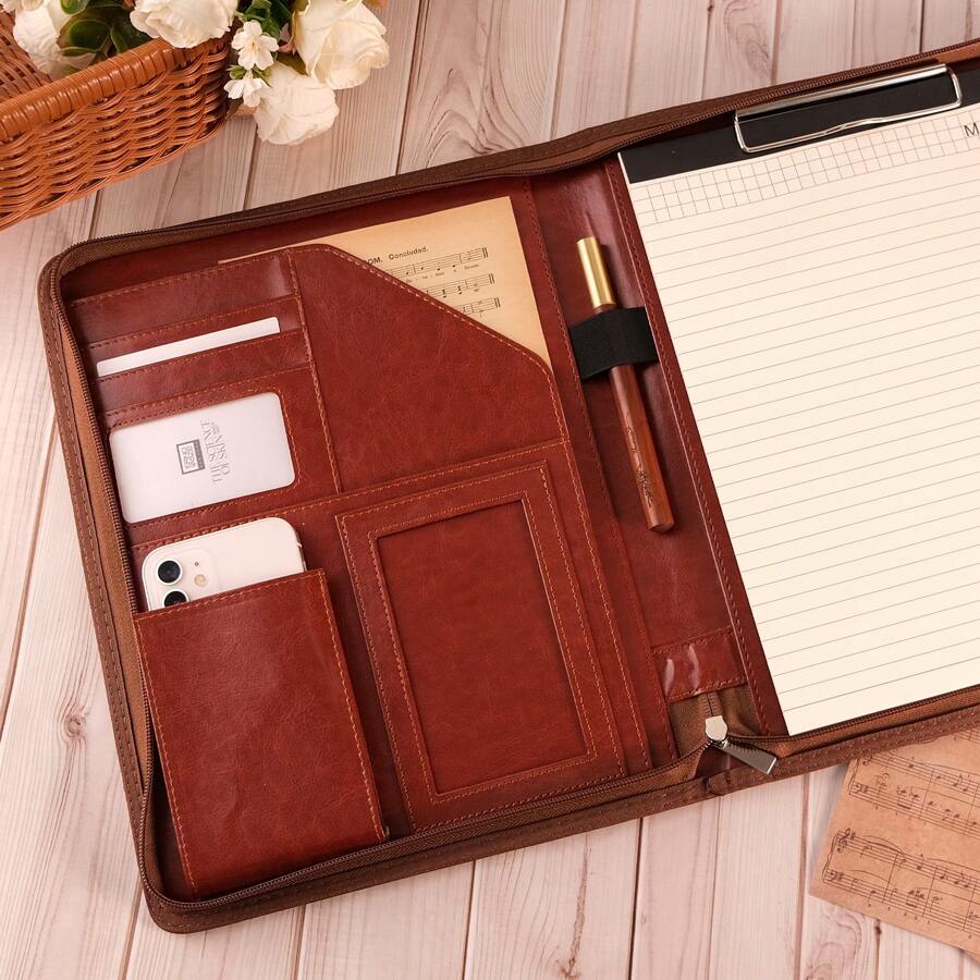 Custom A4 Portfolio, Portable Zipper Bag Folder Business Folio, Vegan ...